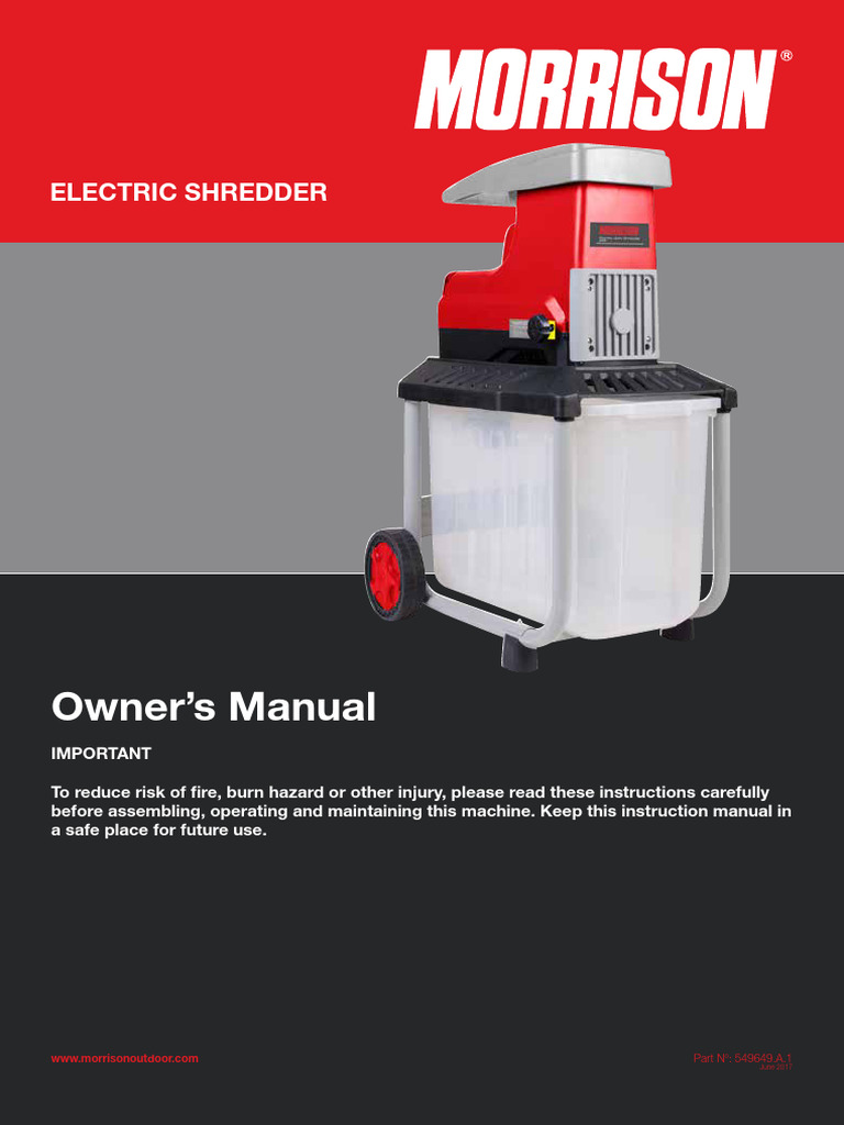 Morrison - Electric Shredder - Owner Manual - Part No 549649.a.1 | PDF ...