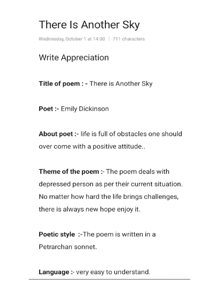 There Is Another Sky (Appreciation ( | PDF