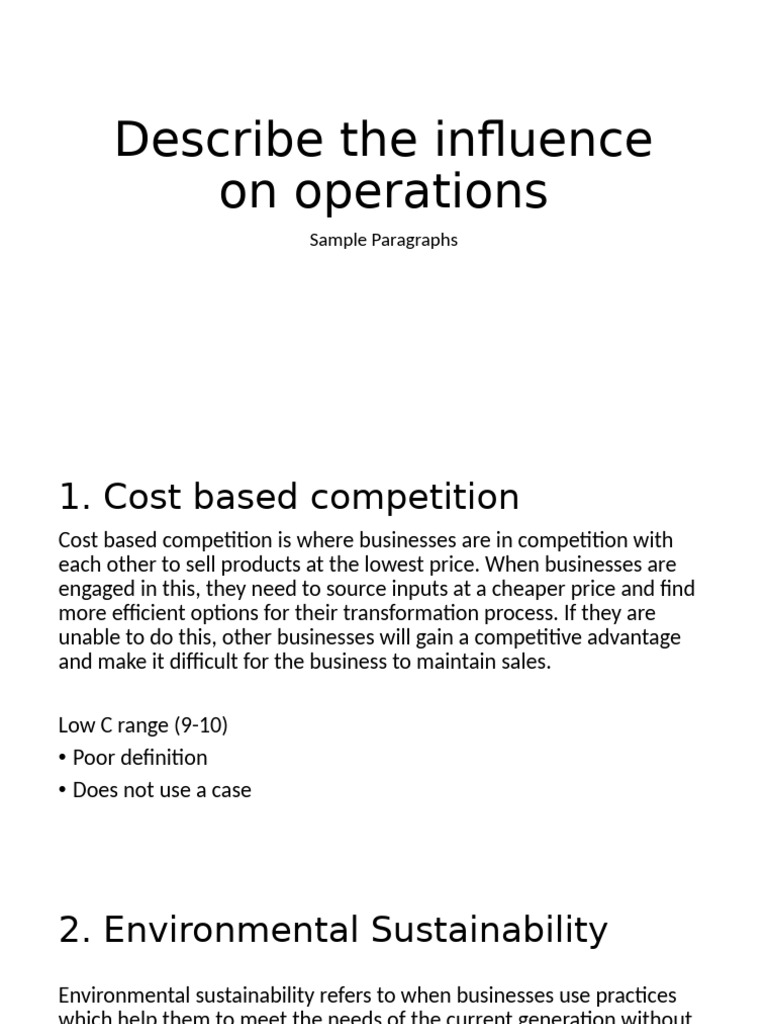 Influences On Operations Sample Paragraphs | PDF