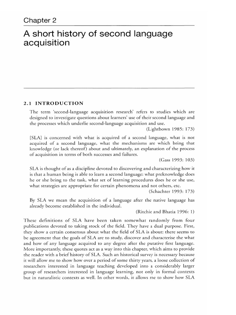 History of Second Language Acquisition | PDF | Second Language ...