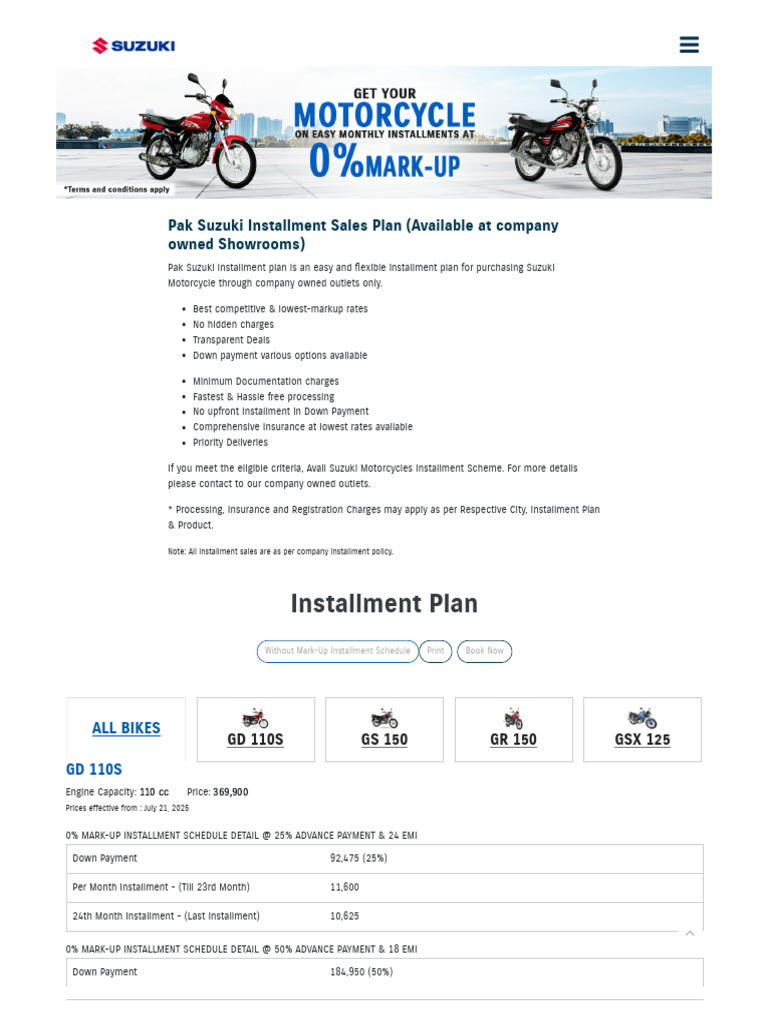 Suzuki Motorcycle Installment Plans 2025 | PDF