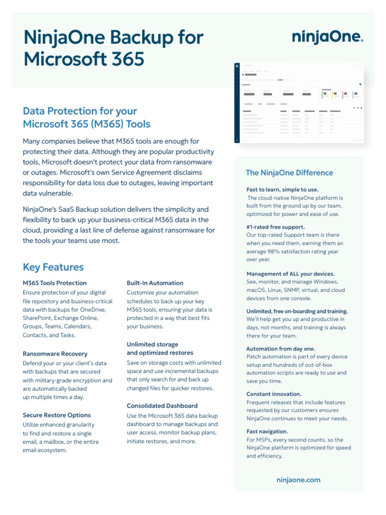 NinjaOne Backup For Microsoft 365 | PDF | Backup | Computer File