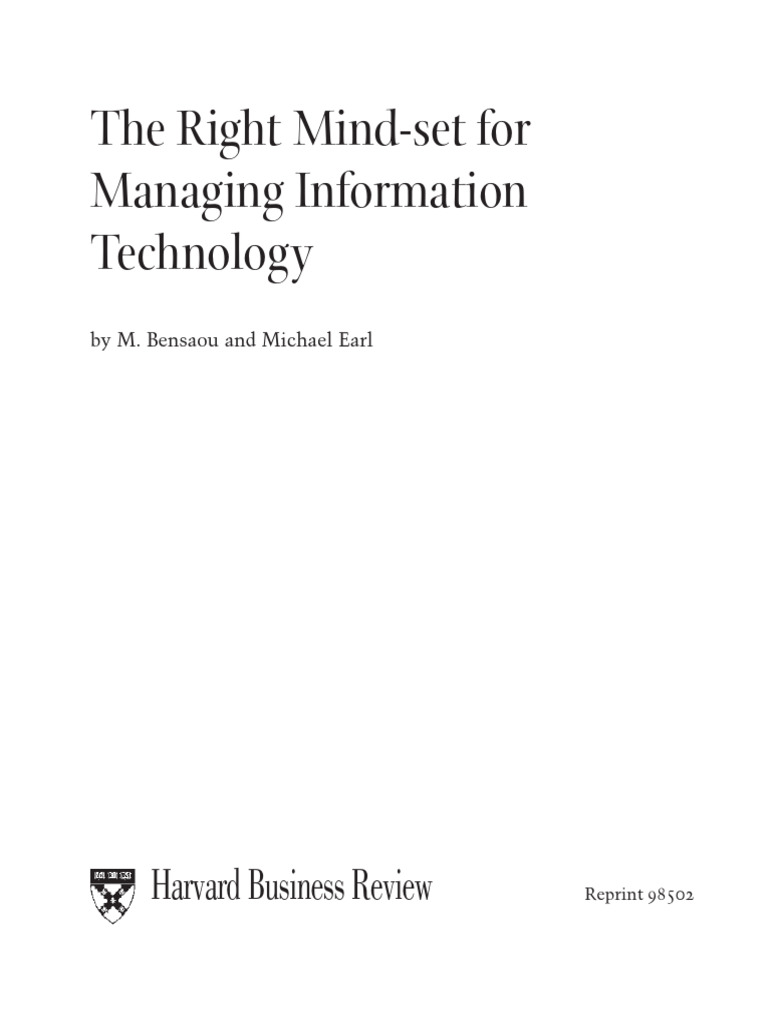 The Right Mind Set For Managing IT | PDF | Strategic Management | Business