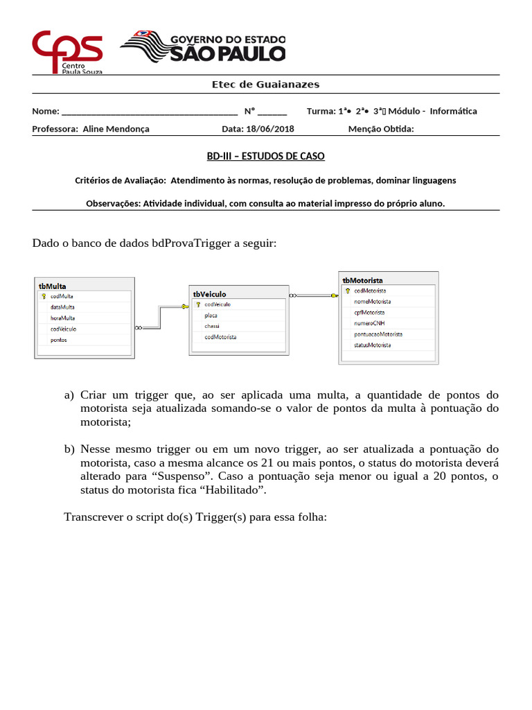 Atividade Trigger | PDF