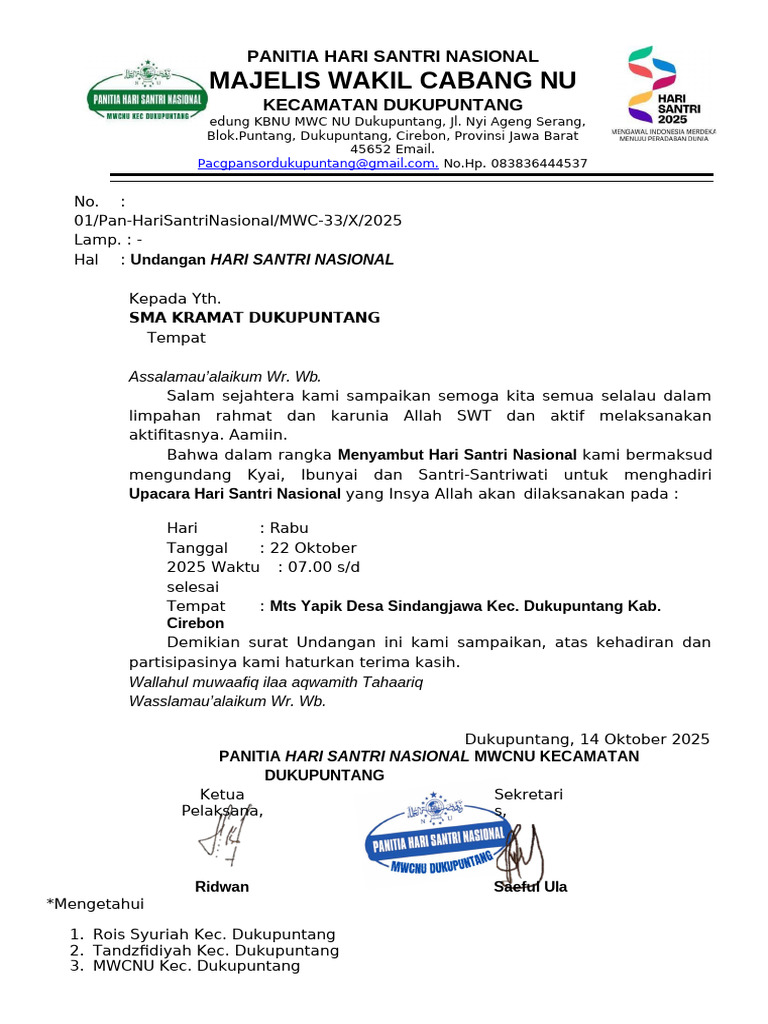 Undangan Sma Kramat Dukupuntang | PDF