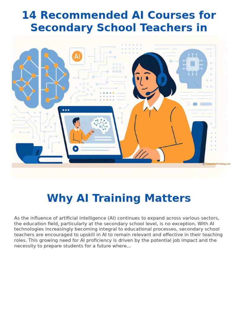 AI Courses for Secondary Teachers 2025 | PDF | Teachers | Artificial ...