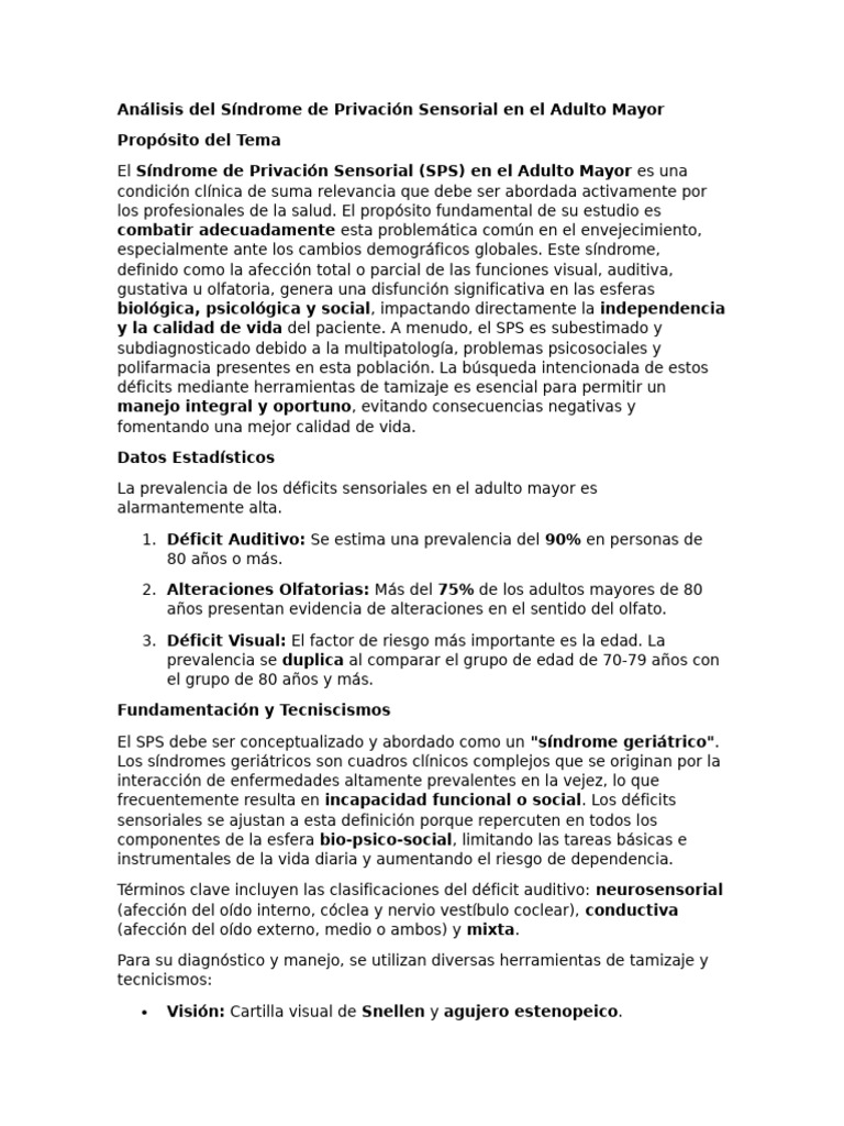 Síndrome de Privación Sensorial en Mayores | PDF | Vejez | Adultos