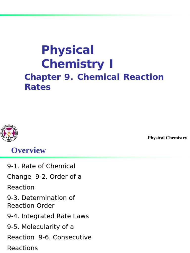 Lecture9 (2024) - Chemical Reaction Rates | PDF | Change | Chemical ...