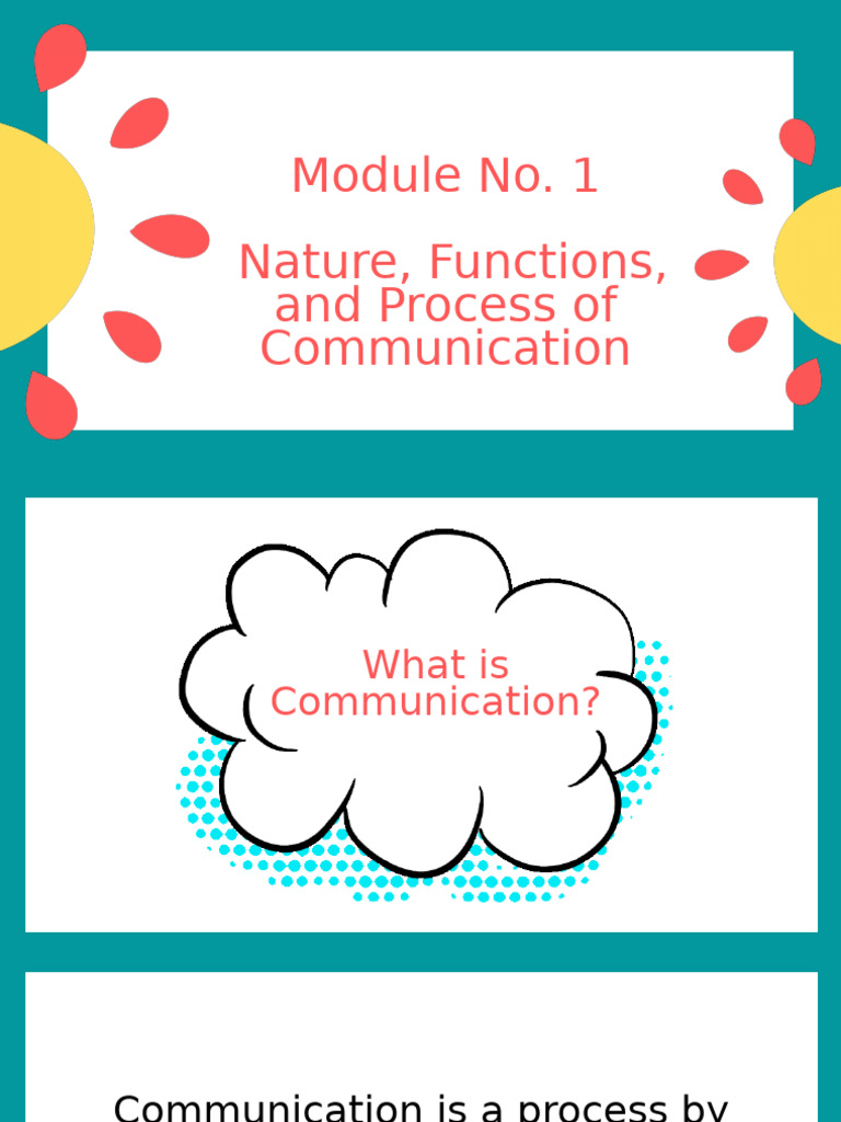Module No. 1 Nature Functions and Process of Communication | PDF ...