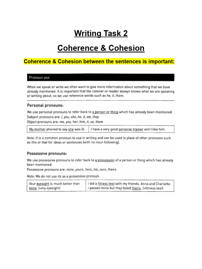 Writing Task 2 - Coherence & Cohesion | PDF | Plural | Noun