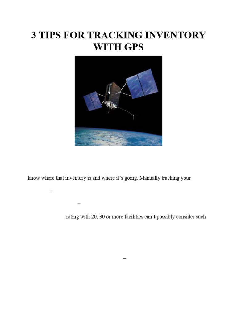 3 Tips for Tracking Inventory With GPS | PDF | Radio Frequency ...