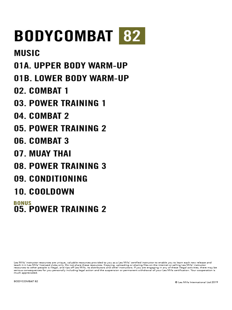 BODYCOMBAT 82 Instructor Resources | PDF