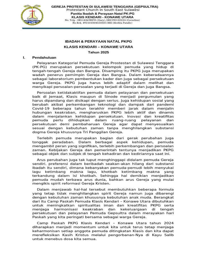 Ibadah Natal Pemuda GEPSULTRA 2025 | PDF