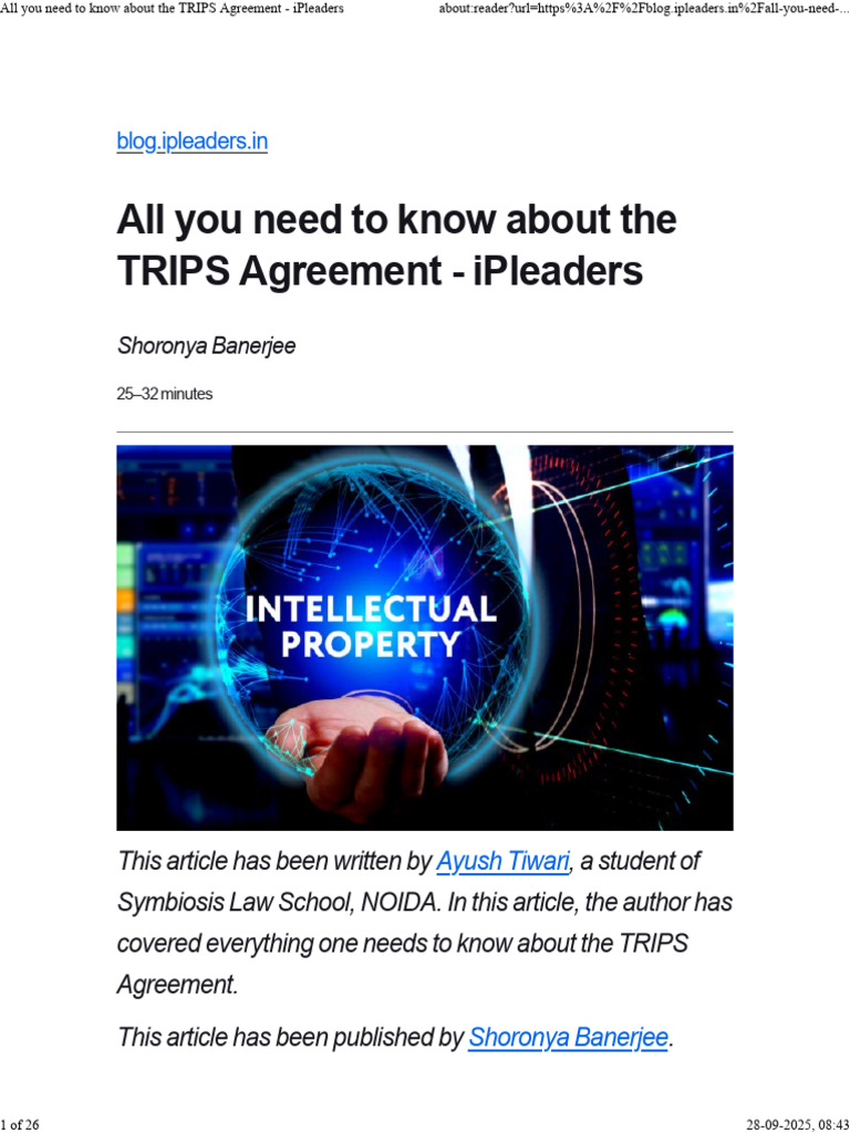 TRIPS Agreement Explained: Key Insights | PDF | Intellectual Property ...