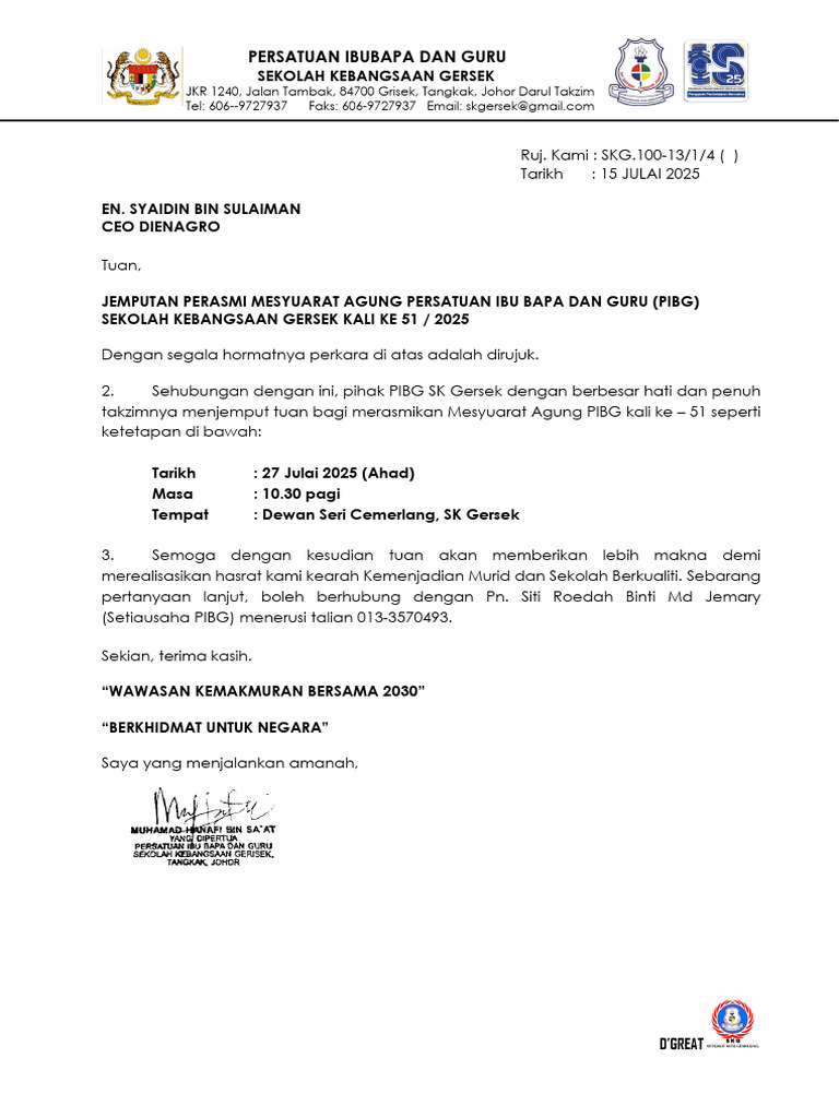 Surat Jemputan Perasmi | PDF