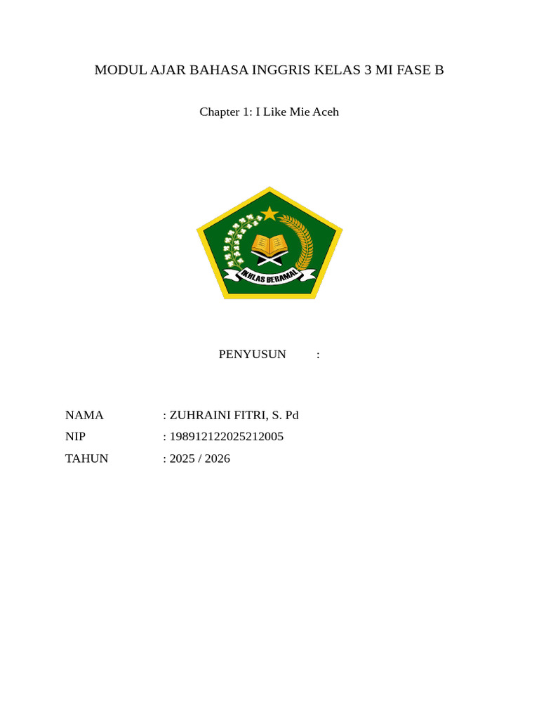 Modul Ajar Bahasa Inggris Kelas 3 MI | PDF
