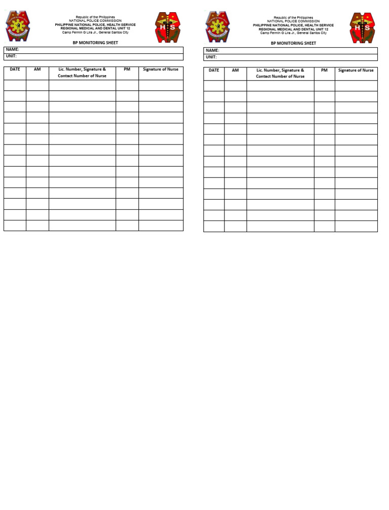 BP Monitoring Sheet 1 | PDF
