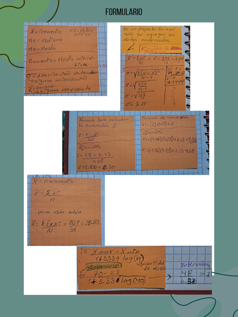 Formulario Estadistica | PDF