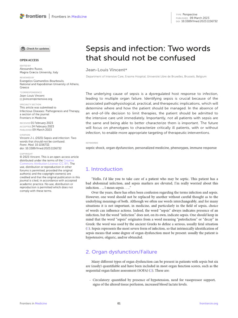 Sepsis vs. Infection: Key Distinctions | PDF | Sepsis | Infection
