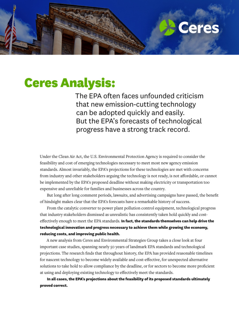 EPA's Successful Tech Forecasts Explained | PDF | Clean Air Act (United ...