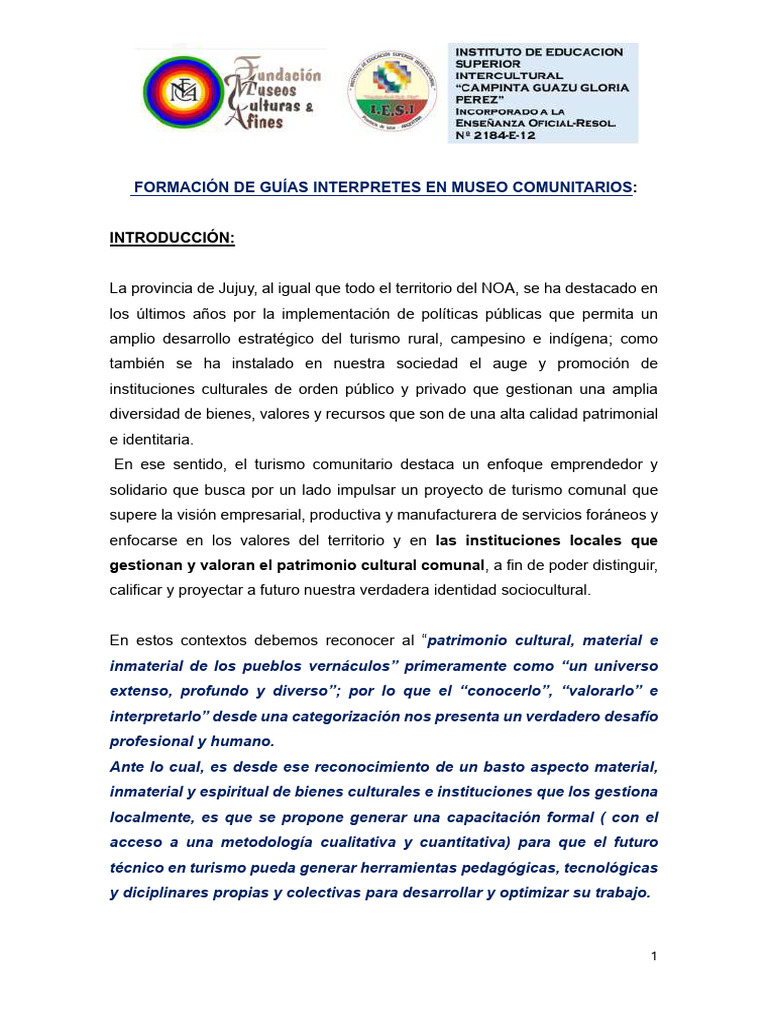ARGENTINA - CURSO DE FORMACIÓN DE GUÍAS E INTERPRETES EN MUSEO ...