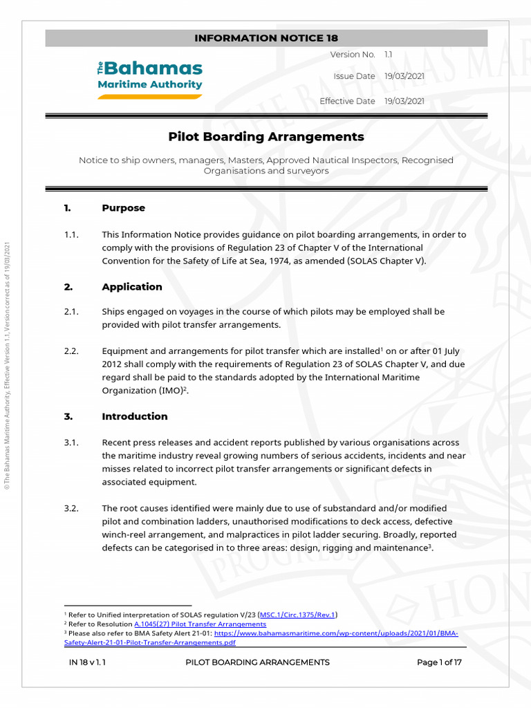 IN018 Pilot Boarding Arrangements v1.1 ID 116166 | PDF | Rope | Ships