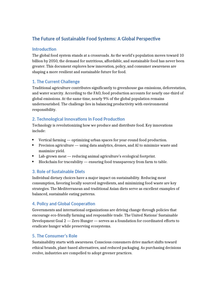 Future of Sustainable Food Systems | PDF | Sustainability | Agriculture
