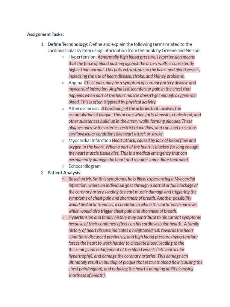 Case Study - Cardiovascular System JULIA APITA | PDF | Myocardial ...