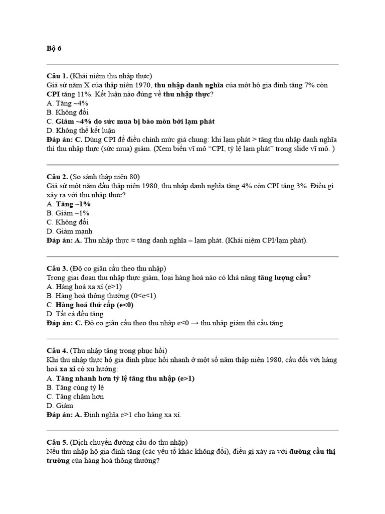 (BỘ 6) Câu Hỏi Mẫu Và Đáp Án Giữa Kỳ HK251 | PDF