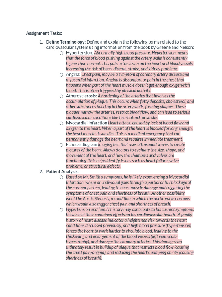 Case Study - Cardiovascular System JULIA APITA | PDF | Heart ...