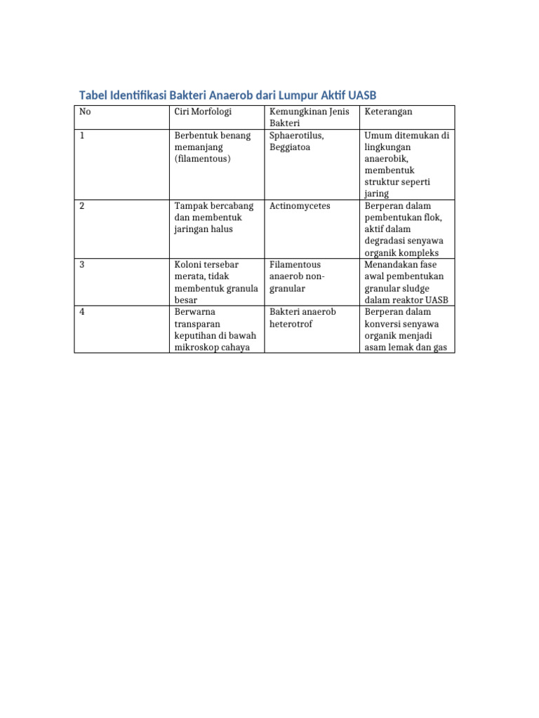 Identifikasi Bakteri Anaerob UASB | PDF
