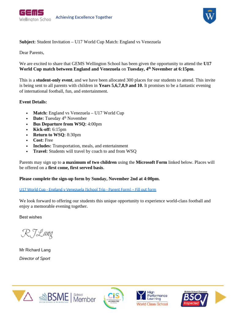 U17 World Cup Invitation Letter | PDF
