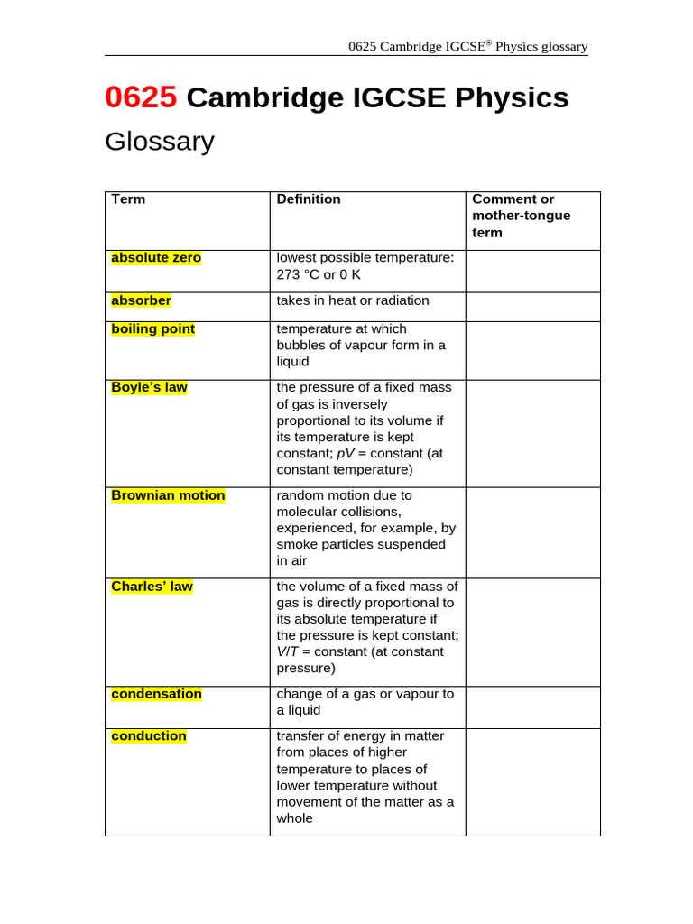 EAL Physics Glossary For Thermal and Waves Chapters | PDF | Waves ...