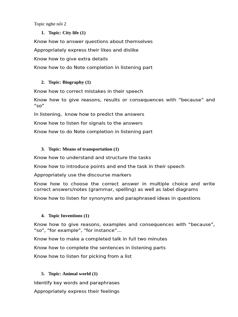 Essential Listening Skills for Various Topics | PDF