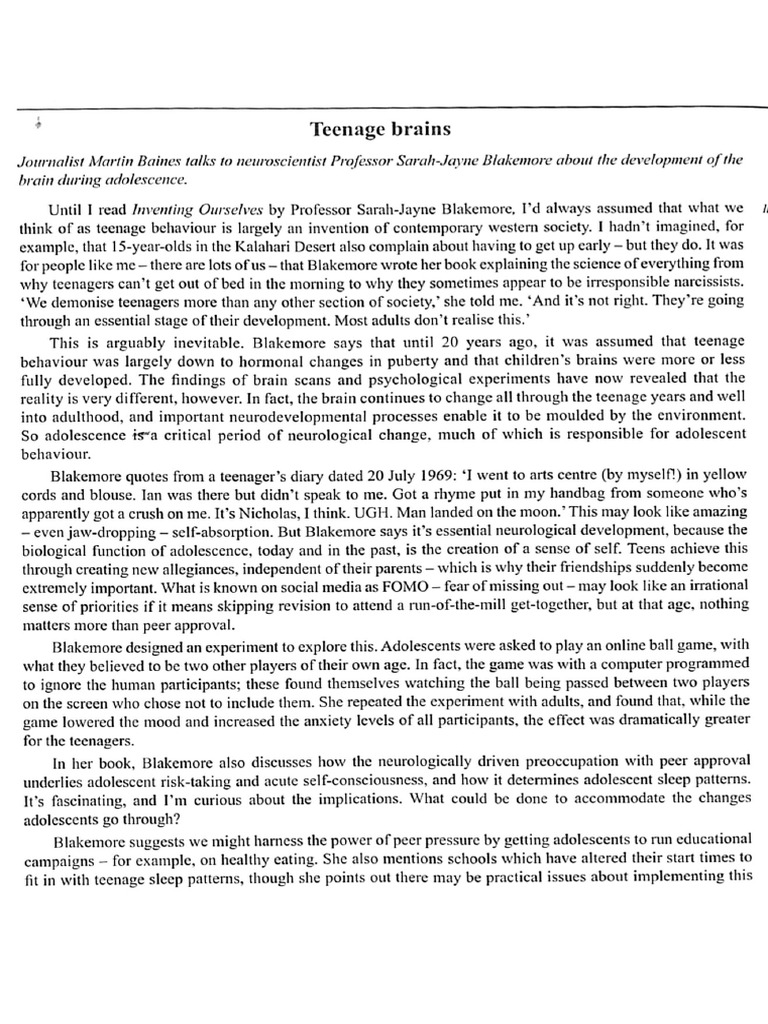 Reading Test - CAE C1 Advanced (Test From Trainer P5 T4, P7 T2 ...