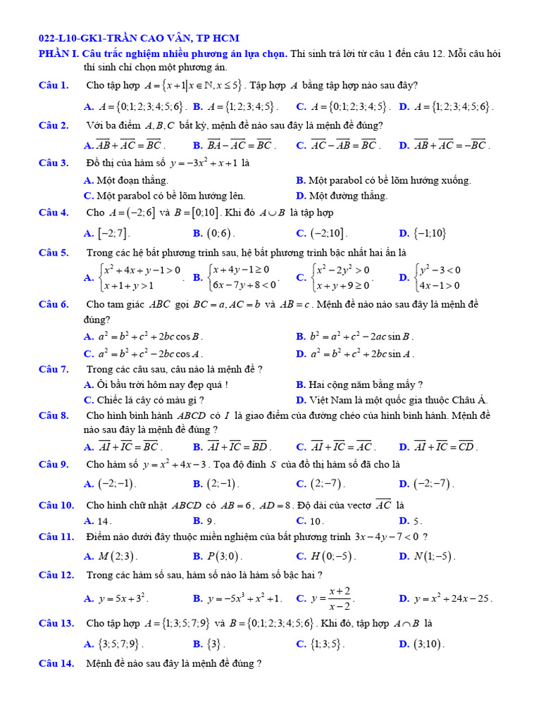 l10-Gk1-Trần Cao Vân, Tp Hcm | PDF