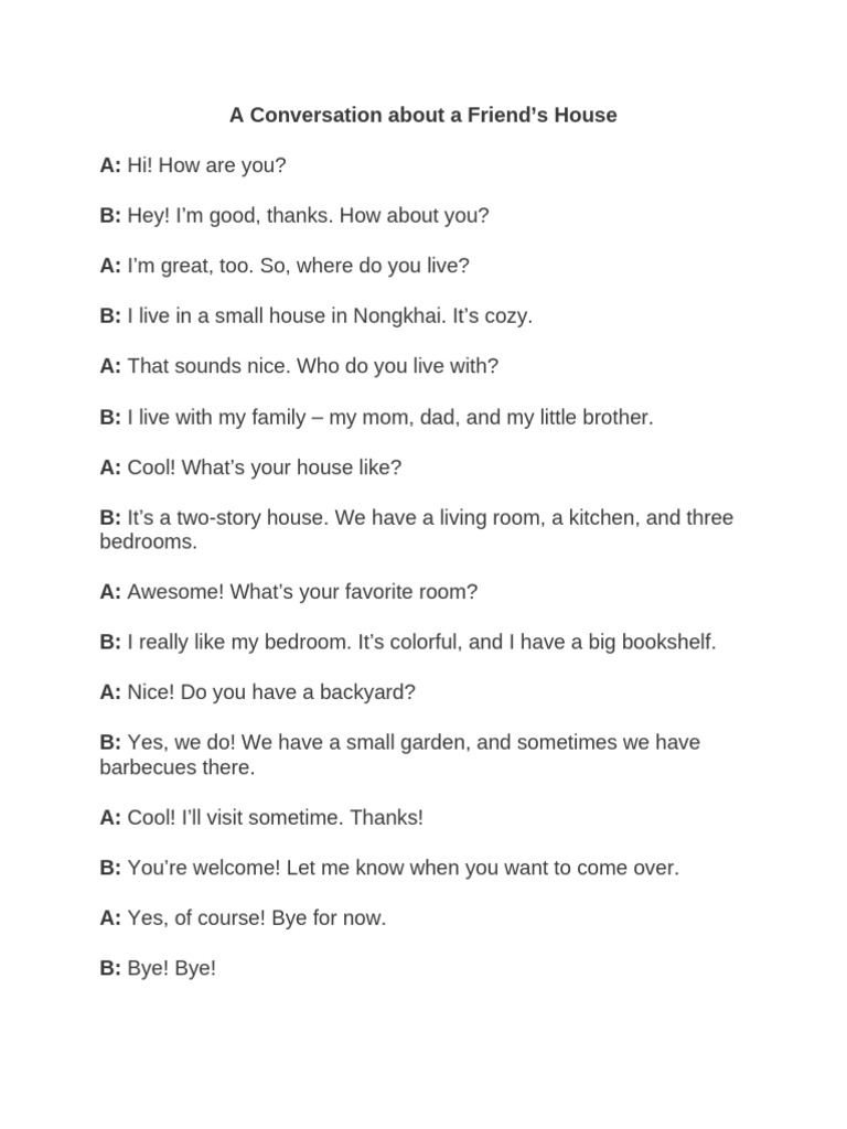 A Conversation About A Friend's House | PDF