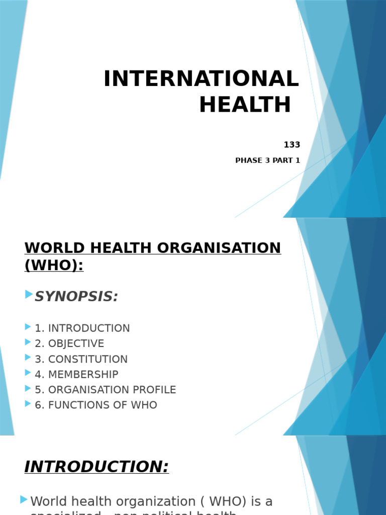 Overview of WHO: Structure and Functions | PDF | World Health ...
