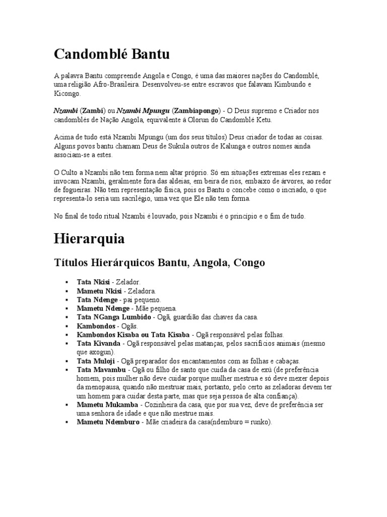 00 - Candomblé Bantu, Hierarquia, Ritual e Comida | PDF | Milho ...