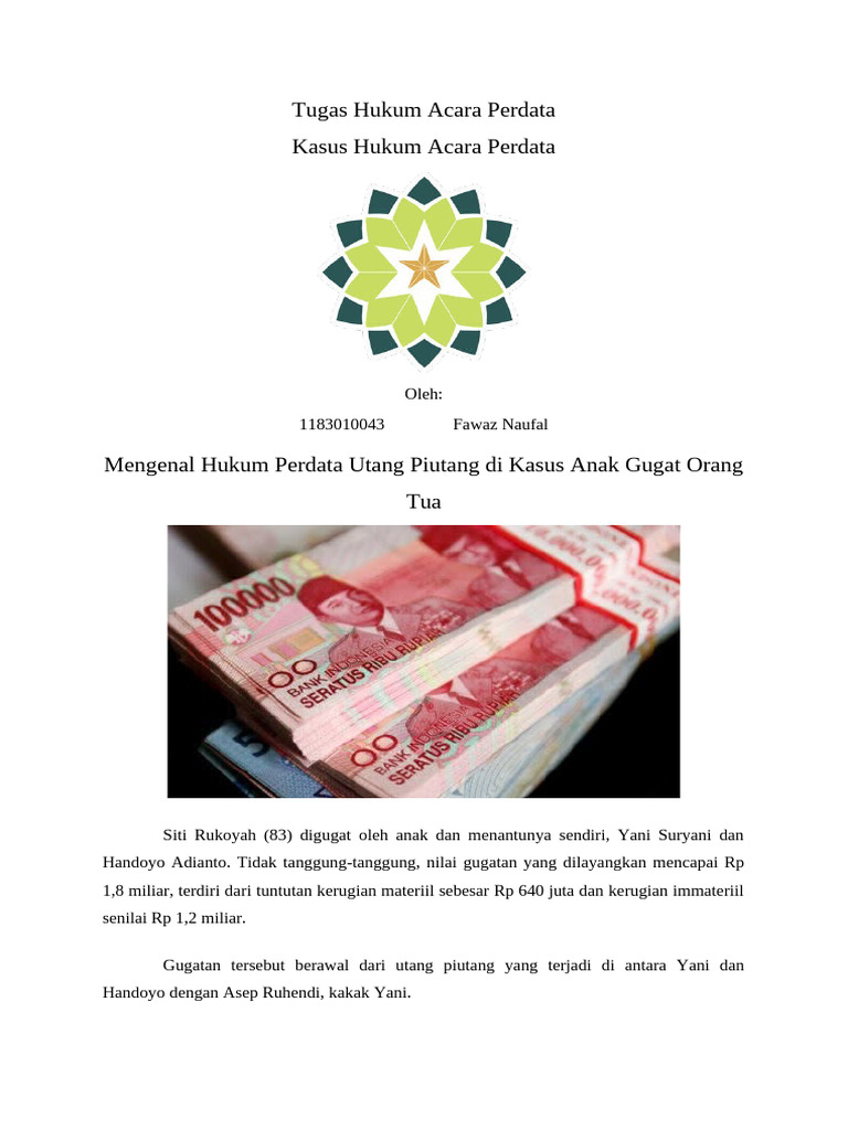 Pertemuan 1 HK Acara Perdata As A 4 | PDF