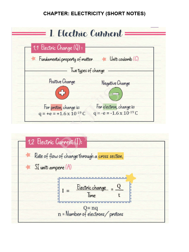 Notes Electricity | PDF