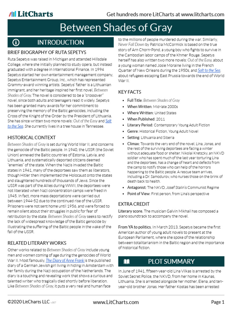 Between Shades of Gray LitChart | PDF