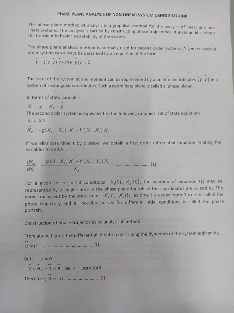 Phase Plane Analysis of Non Linear System Using Simulink 31-Oct-2025 11-34-34 | PDF