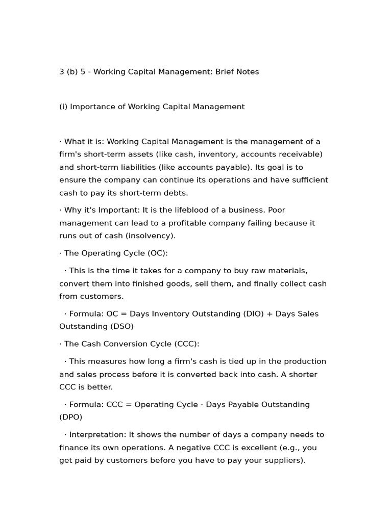 3b.5.working Capital Management | PDF | Working Capital | Inventory