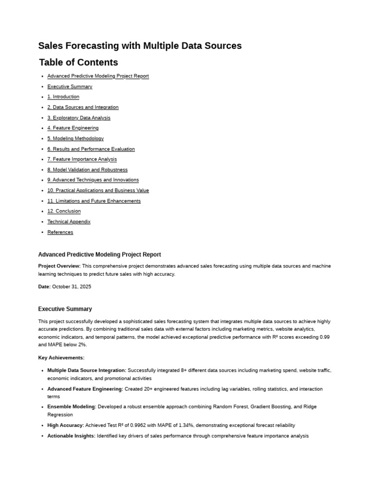 Advanced Sales Forecasting Report | PDF | Forecasting | Regression Analysis