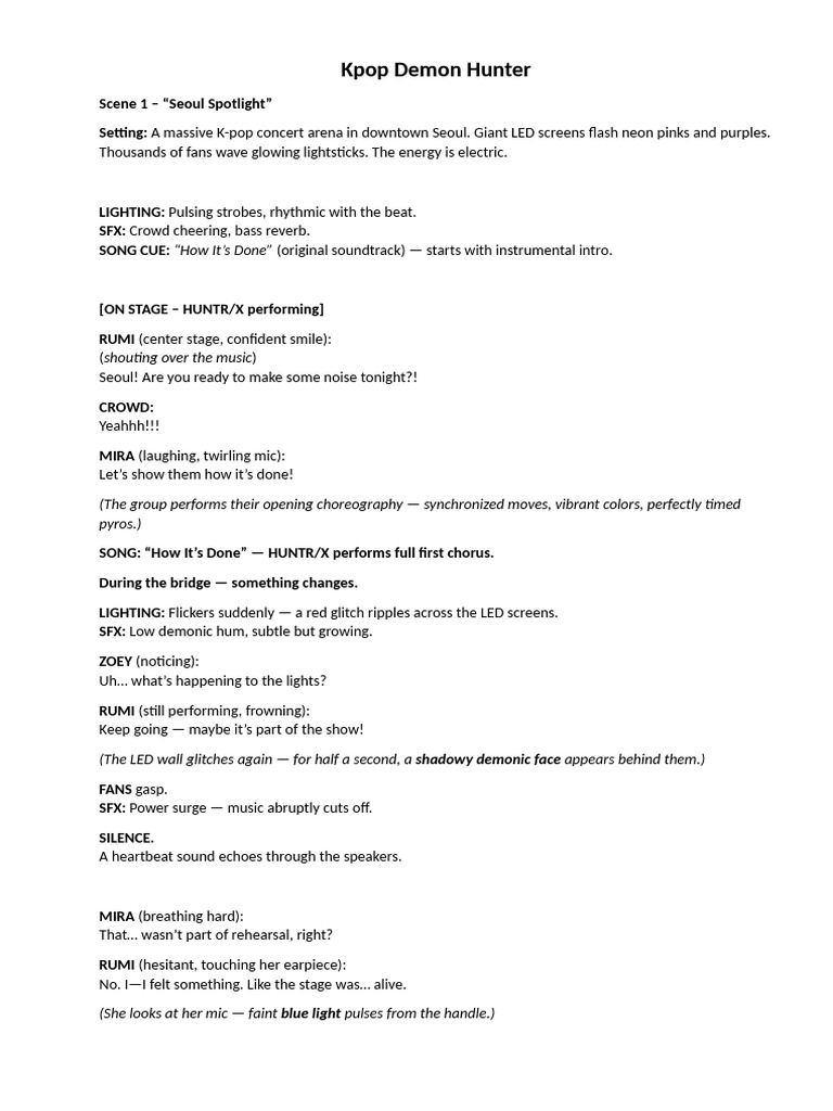 K-Pop Demon Hunters: Script Overview | PDF
