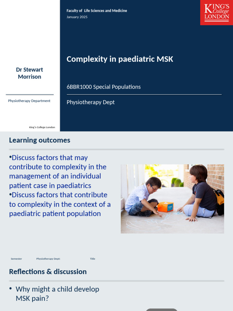 Complexity in Paediatric MSK | PDF | Physical Therapy | Pain