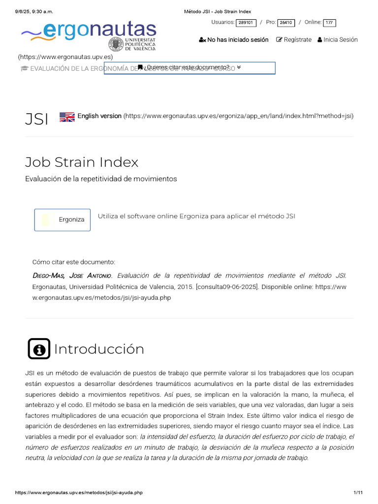 Método JSI - Job Strain Index | PDF