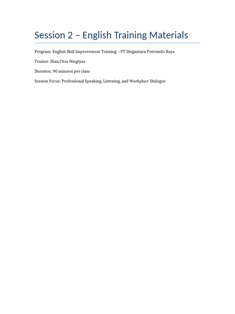 Session 2 English Training Materials DPR | PDF | Human Communication