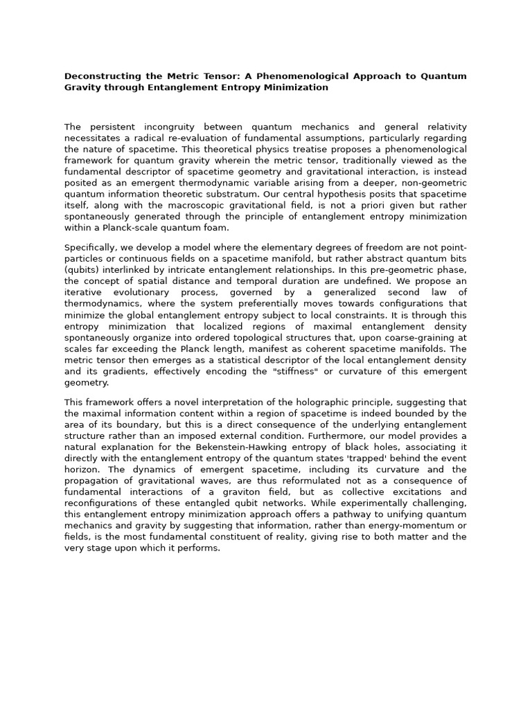 Deconstructing the Metric Tensor | PDF | Quantum Entanglement | Entropy
